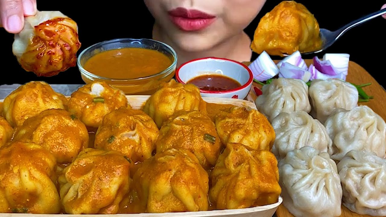 EATING PORK MOMO CHALLENGE WITH SPICY JHOL |NEPALI MOMO MUKBANG - YouTube