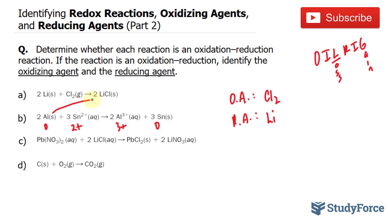 ⚗️ Identifying Redox Reactions, Oxidizing Agents, and Reducing Agents ...