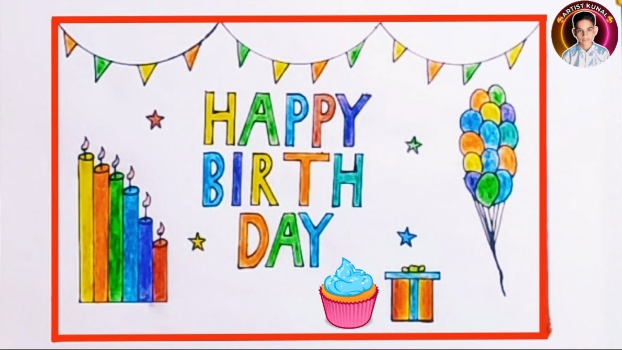 happy birth day drawing || birthday drawing ||birth day drawing easy # ...