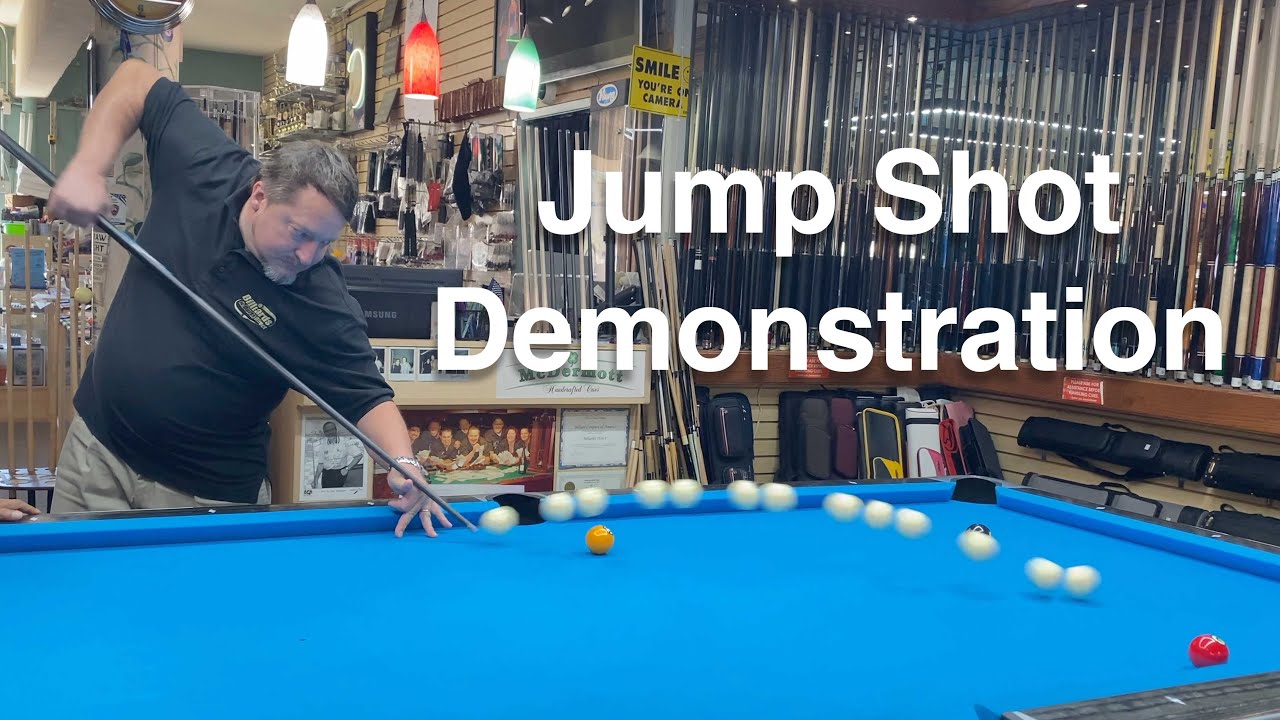 Demonstrating a Jump Shot at Billiards Direct - YouTube