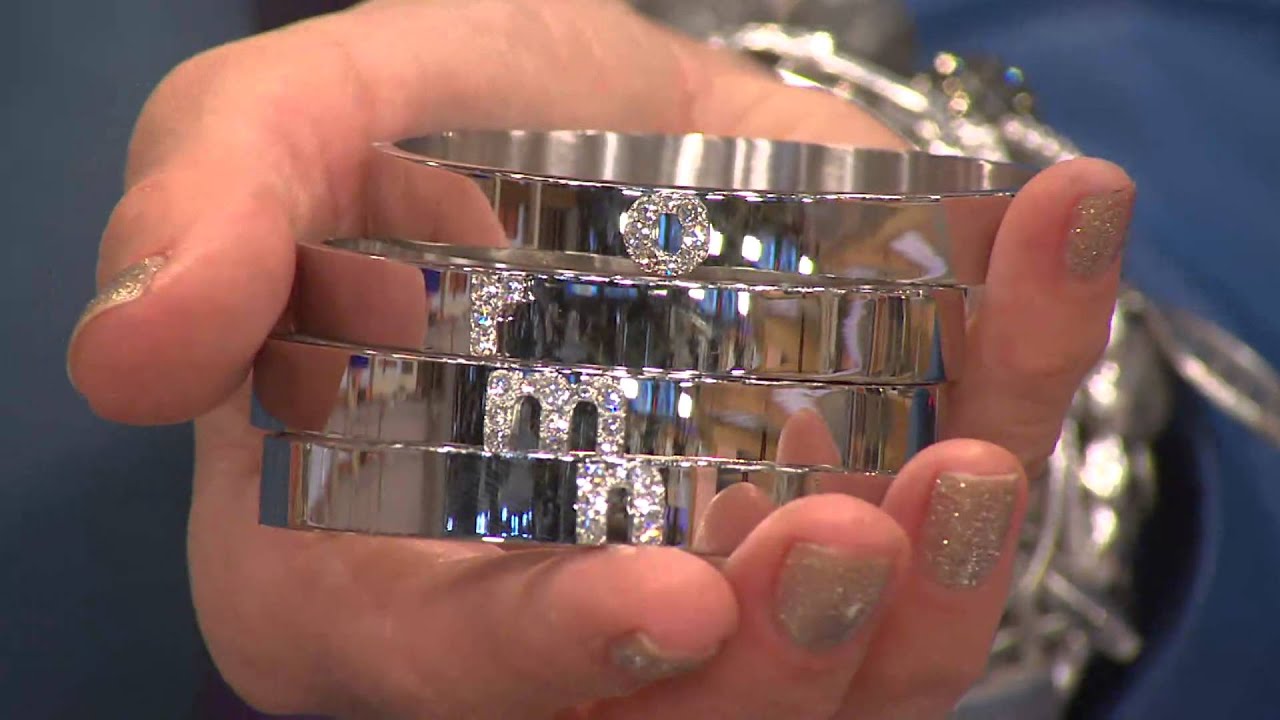 Stainless Steel Crystal Initial Bangle Bracelet with Shawn Killinger ...