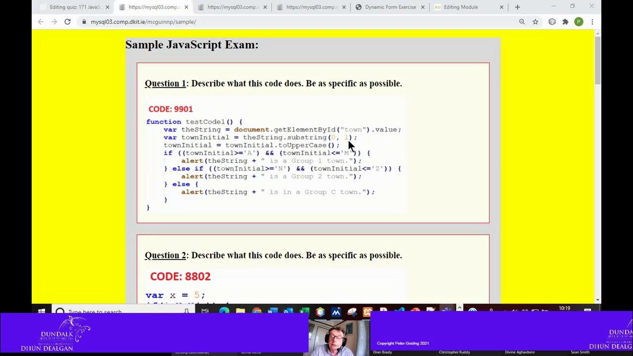 DWD Sample JS Exam - YouTube