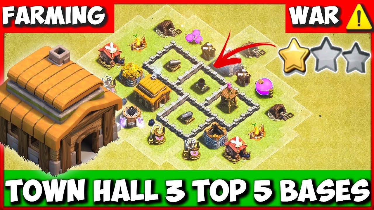 Town hall 3(Th3) base | Th3 War Base | Th3 Farming Base | Town Hall ...