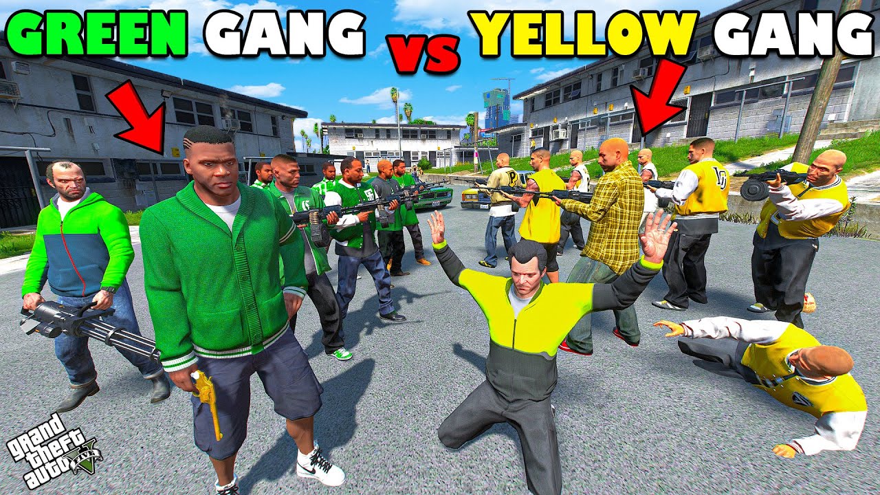 Franklin's Green Gang DESTROYS the Yellow Gang in GTA 5! 💚🔥 Epic Gang ...
