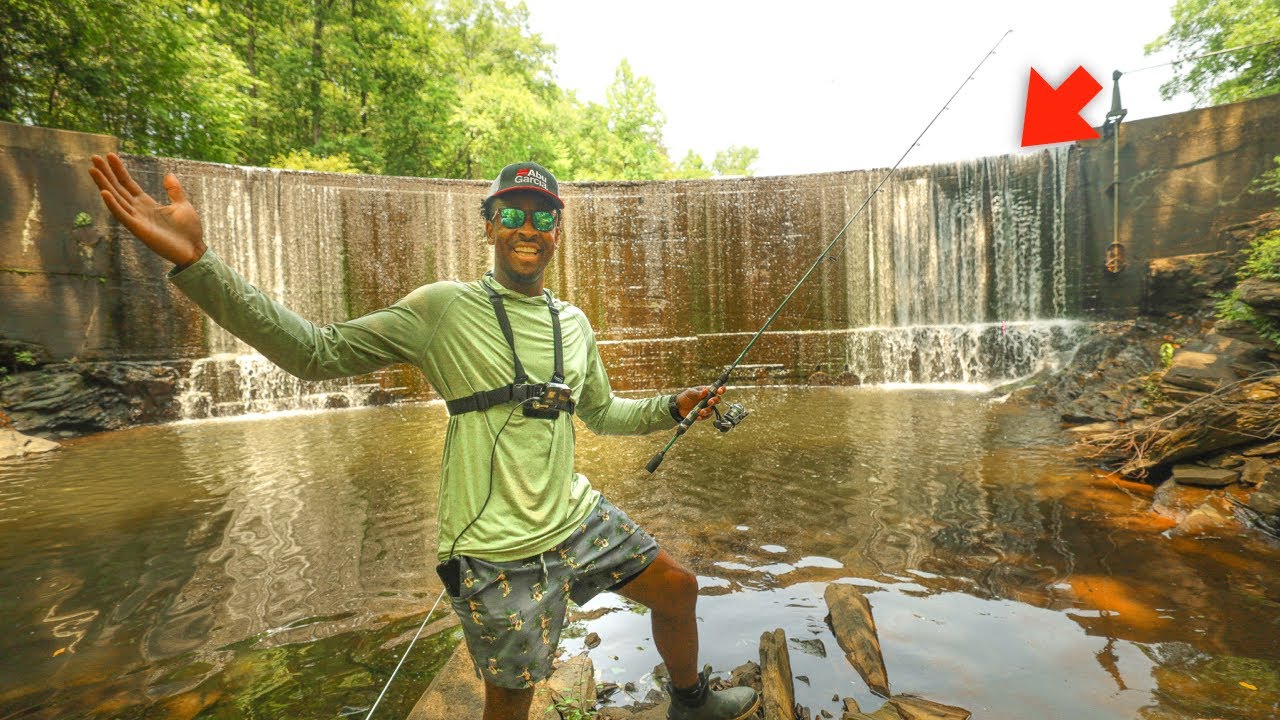 Fishing A Pond Waterfall Loaded With Fish - YouTube