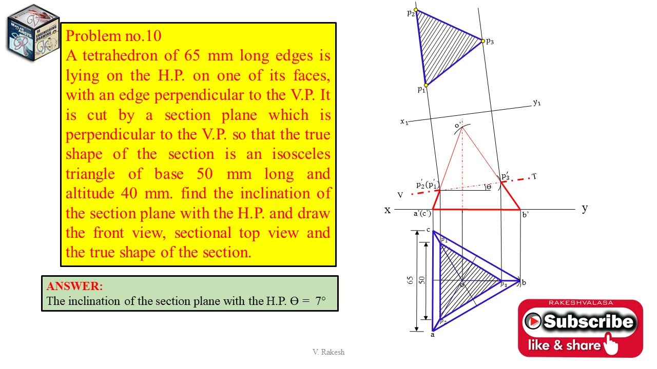 Problem no.10 Sections of solids (Engineering Drawing by N.D.BHATT ...