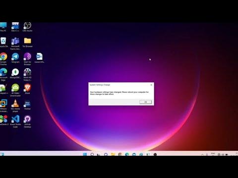 Your hardware settings have changed.Please reboot your computer for ...