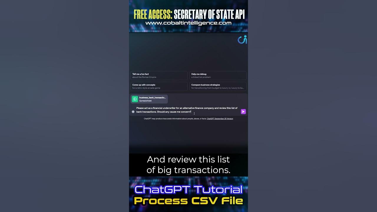 ChatGPT Tutorial - Process Large CSV Files! - YouTube