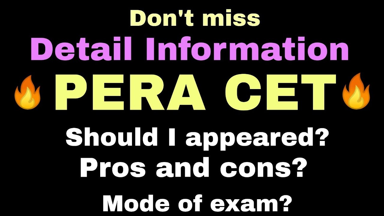 PERA CET COMPLETE INFORMATION | MHTCET & PERA CET LATEST UPDATES | PERA ...