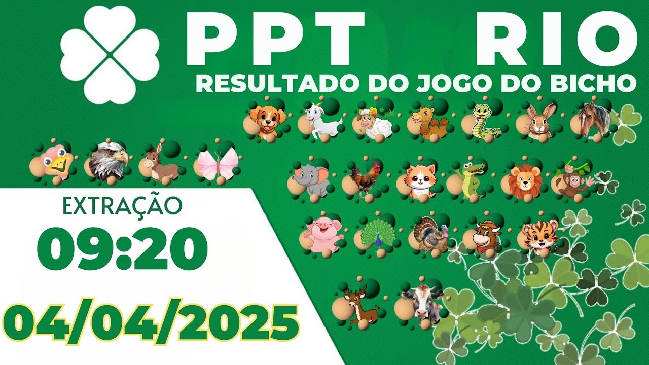 🍀 Resultados do jogo do bicho ao vivo PPT Rio 09:20 – Resultado do Jogo do Bicho PPT Rio 04/04 ...
