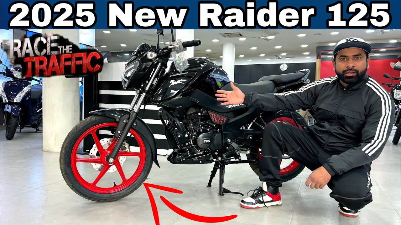 New 2025 TVS Raider 125 iGO Assist Wicked Black Color Details Review ...