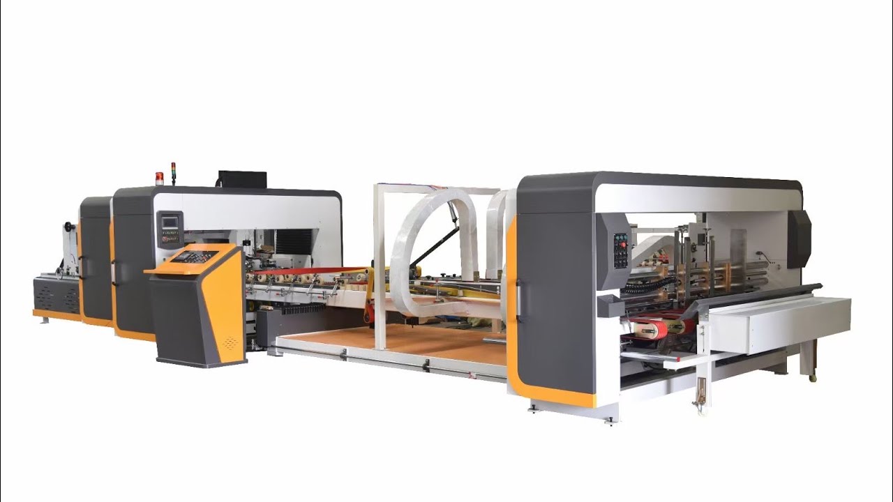 Carton Automatic Gluing and Stapling Machine Huahangpack - YouTube