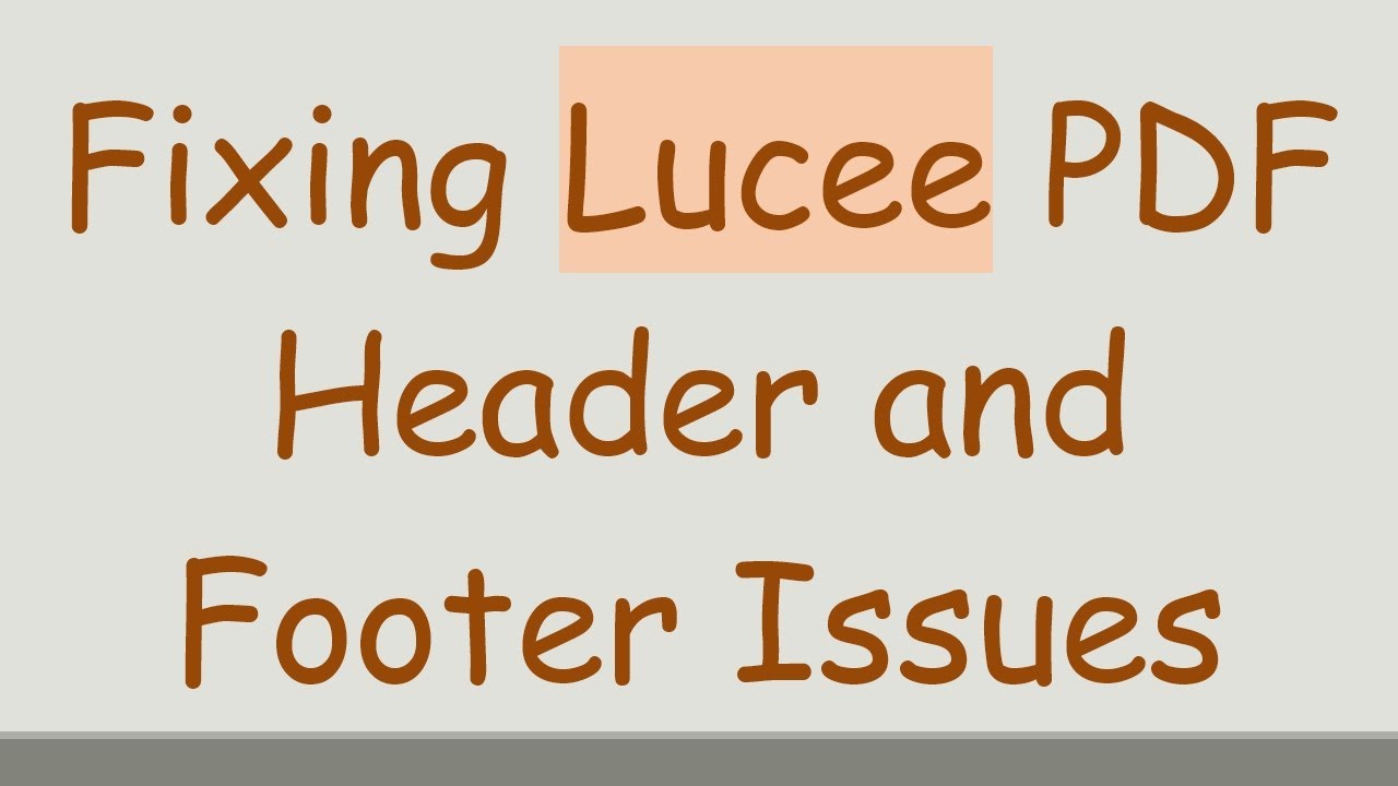 Fixing Lucee PDF Header and Footer Issues - YouTube