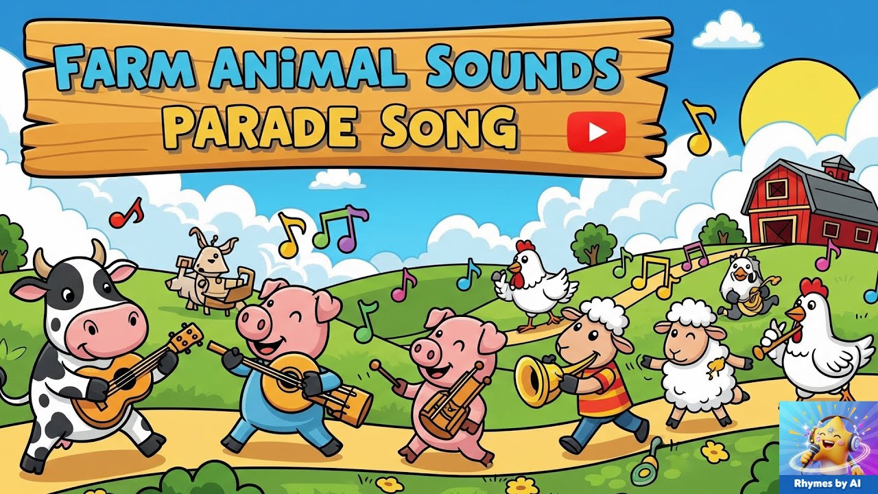 Farm Animal Sounds Parade Song 🐮🐷🐔 | Learn Animals for Kids | Nursery ...