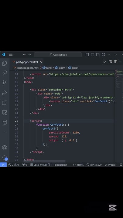 🎉Create a Fun Confetti Celebration🎊🖥️ #shorts #javascript #programming webdevelopment #webdesign ...