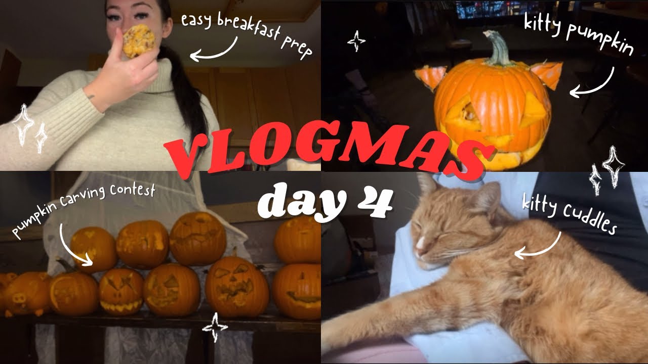 VLOGMAS: DAY 4 | pumpkin carving contest + cozy vlog - YouTube