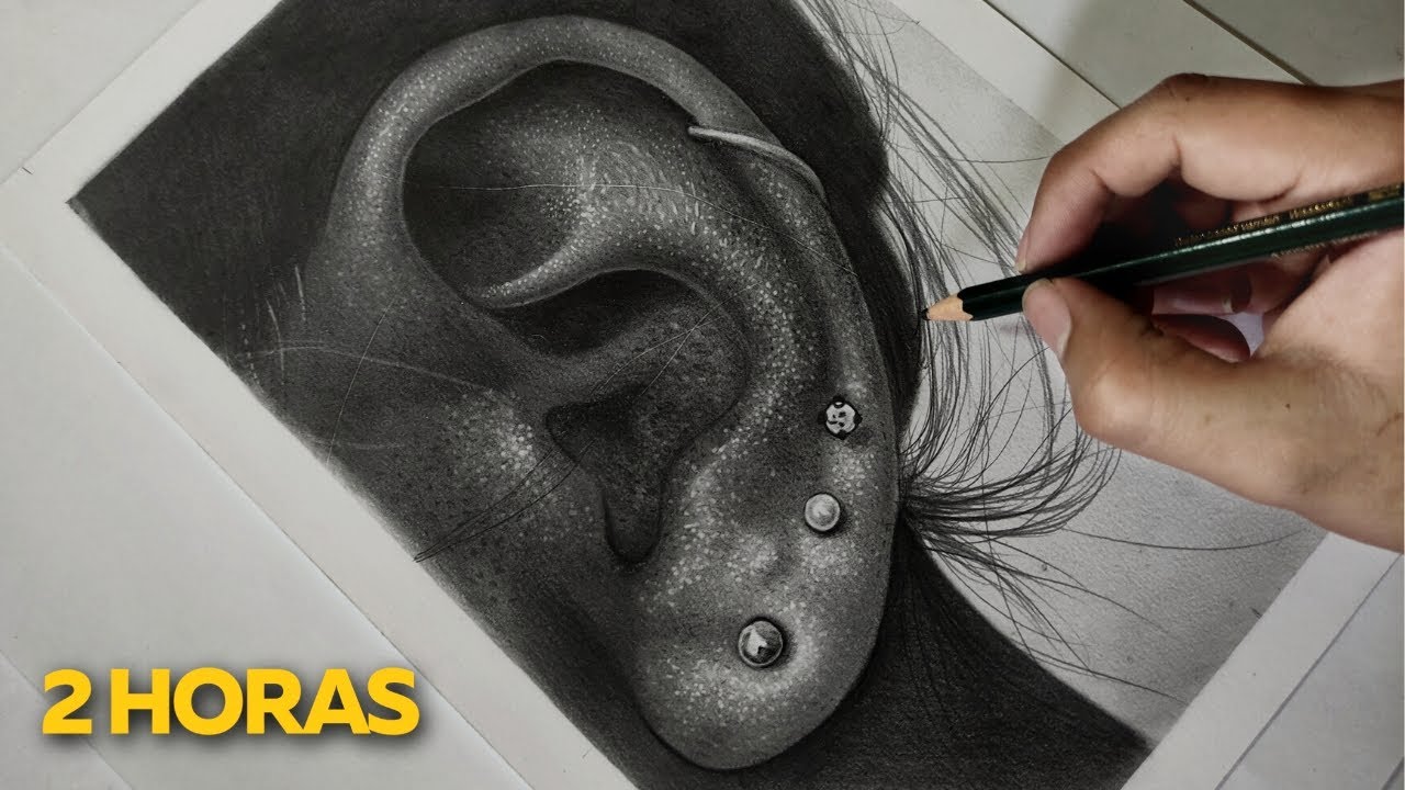 Como dibujar una OREJA REALISTA a LÁPIZ + Textura (2022) HIPERREALISMO ...