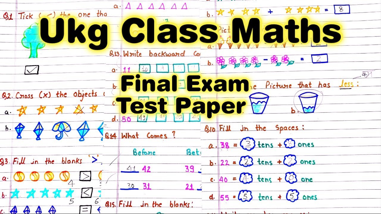 UKG Maths Final Exam Worksheet | UKG Maths Worksheet | Senior kg Final ...