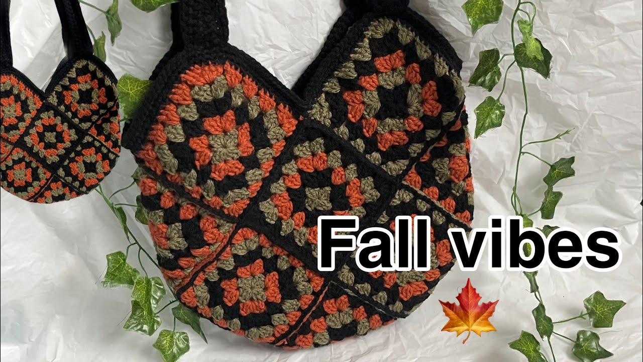 Make a fall themed Granny Square Bag with me☺️🧶🍁🍃 - YouTube