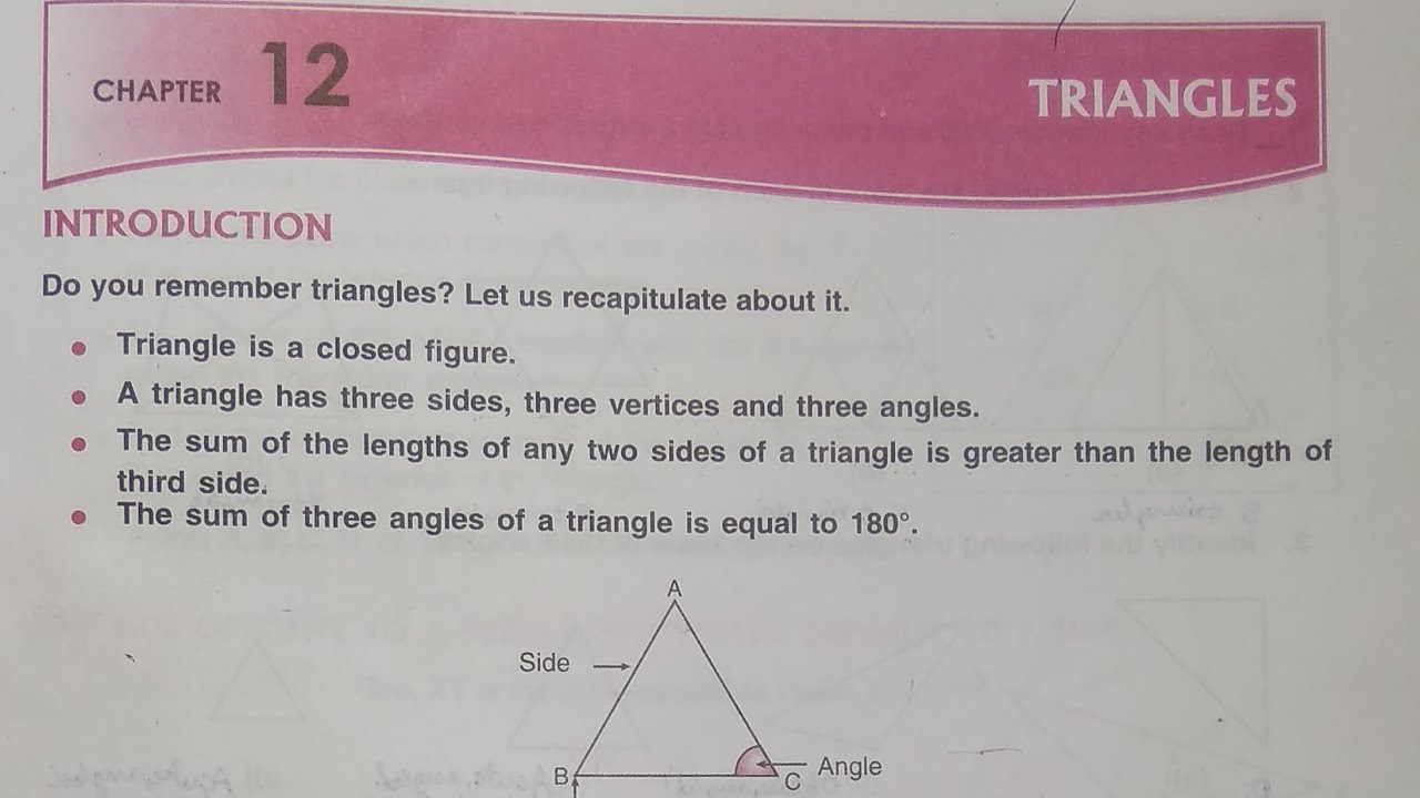 Dav Class 6 Math Chapter 12 || Introduction ||Properties Of Triangle ...