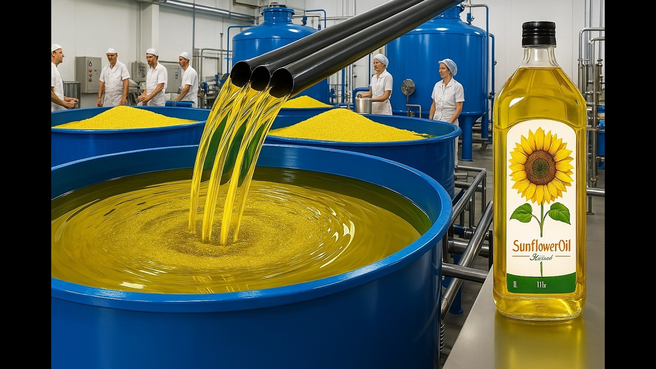 How Is Sunflower Oil Produced - Amazing Factory Process and Harvest of ...