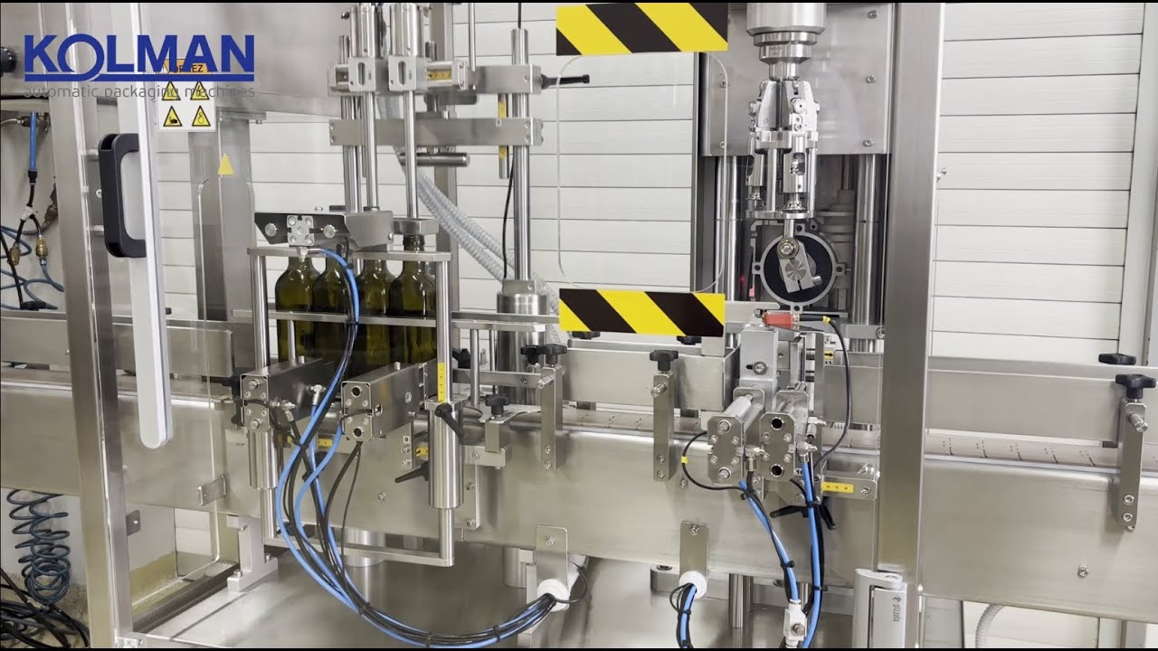 Semi-automatic line for filling and capping - YouTube