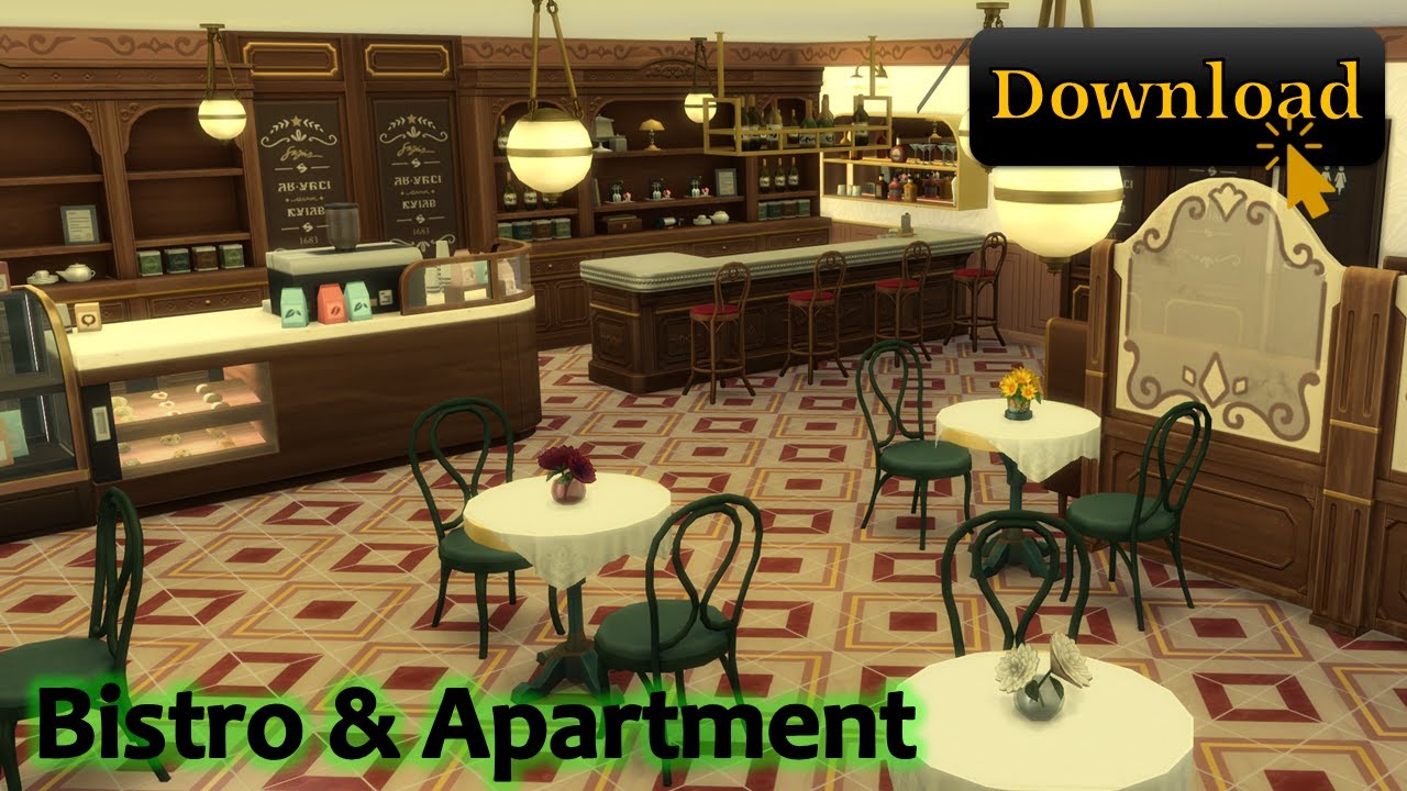 Bistro Resturant with Apartment above The Sims 4 Businesses & Hobbies ...