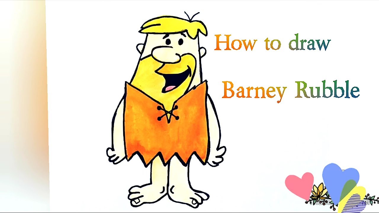 @EZDRAW | How to draw Barney Rubble from the Flintstones| Drawing for ...