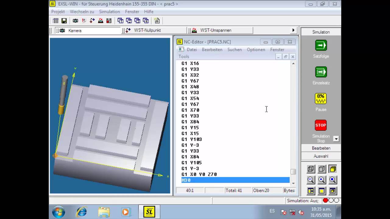 Práctica de fresado CNC con simulador EXSL - YouTube