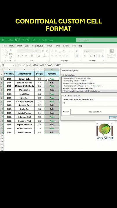 Conditional Custom Cell Formatting in Excel - Formatting #shorts - YouTube