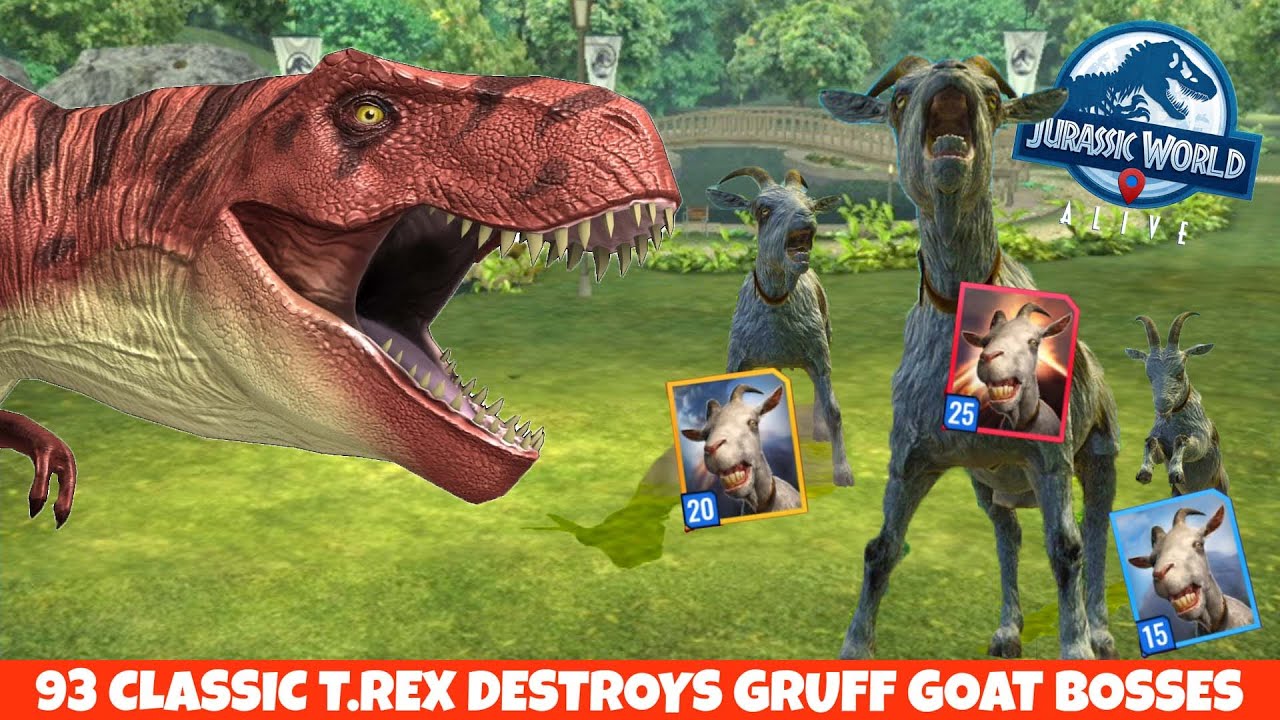 93 Classic T.Rex Destroys Gruff Goat Bosses | Jurassic World Alive 3.5 ...