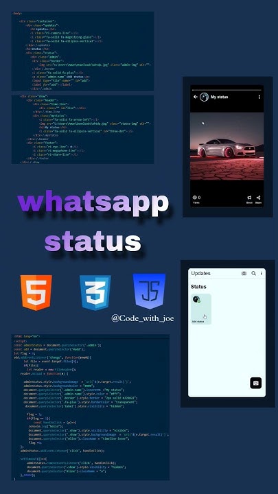 Javascript Htmlcss Coding Html Css Whatsapp Status New Update Using Html Css And Javascript 2083