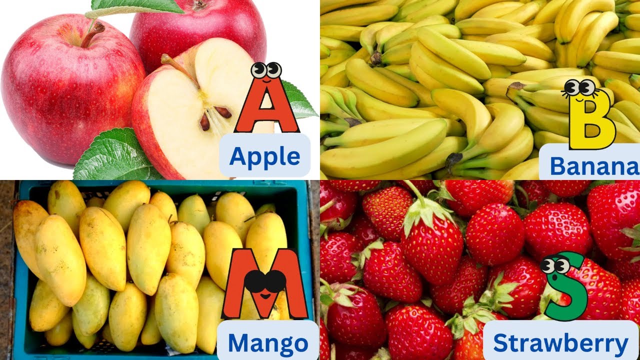 A to Z Fruits | A to Z Fruits with phonics $ pictures | Fruits names ...