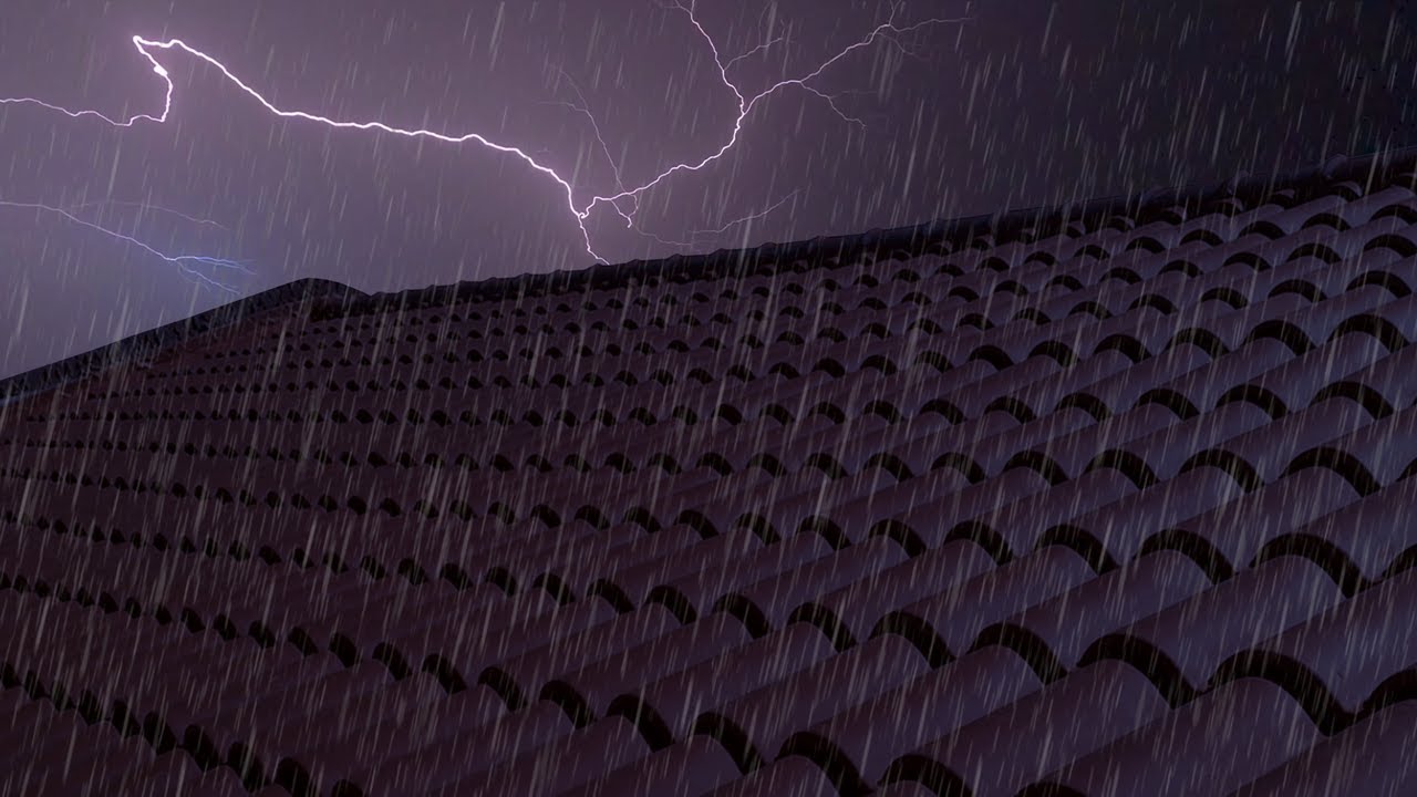 SOUND OF RAIN ON COLONIAL CLAY TILES, 3 Hours of Rain on the Roof and ...