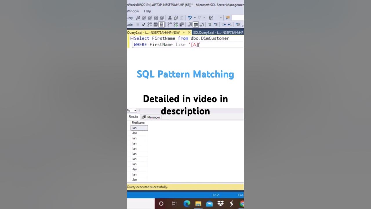 Sql Tricks Pattern Matching Like Wildcards Youtube