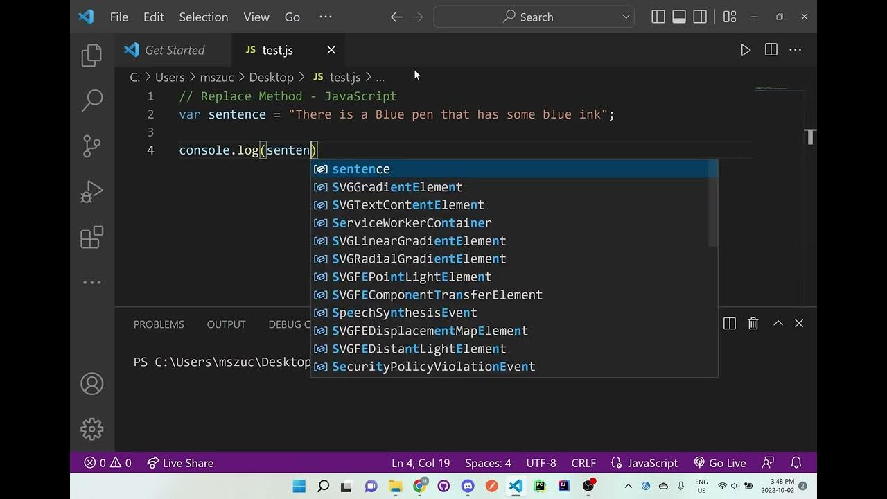 Javascript Replace Method Example - YouTube