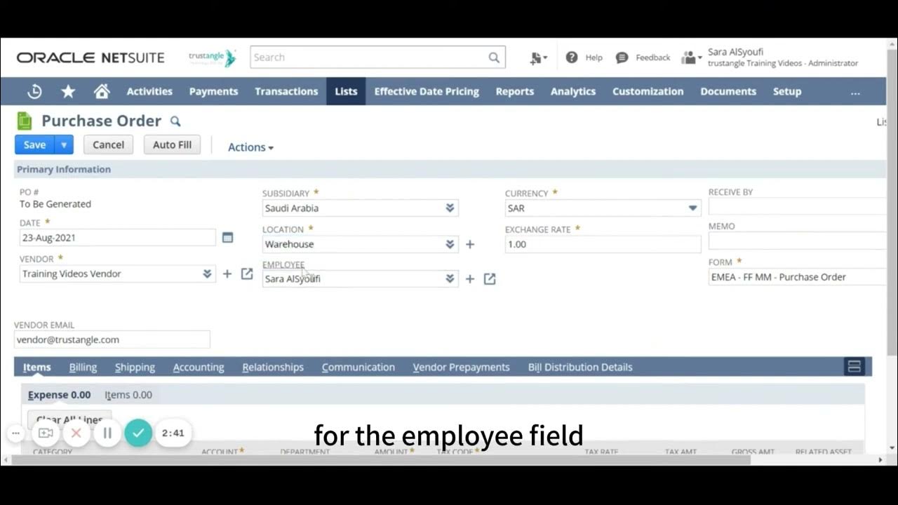 How to create Purchase Order in NetSuite - YouTube