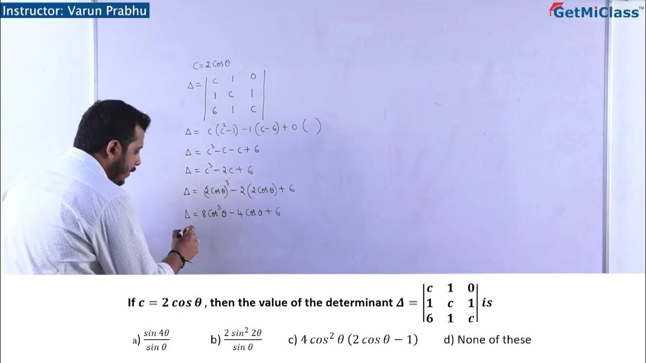 Varun Prabhu Trigonometry Example Solution JEE 12th Mathematics Determinants - YouTube