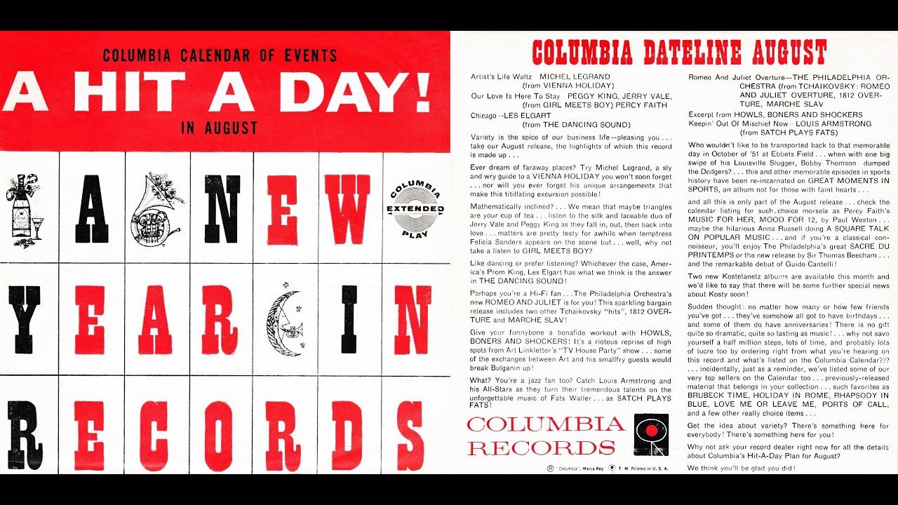 Columbia Calendar of Events: A Hit a Day in August (1955) - YouTube