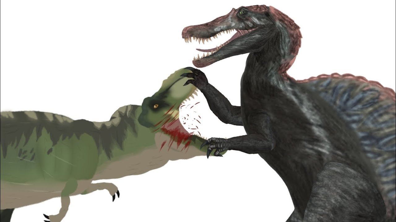 Spinosaurus kill bull t-rex | dc2 animation - YouTube