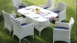 White Rattan Dining Set