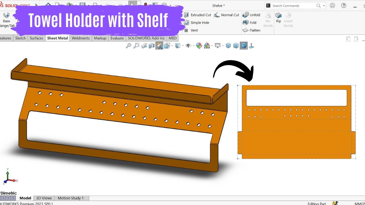 Towel Holder with Shelf | SolidWorks Tutorial | 3d Model - YouTube