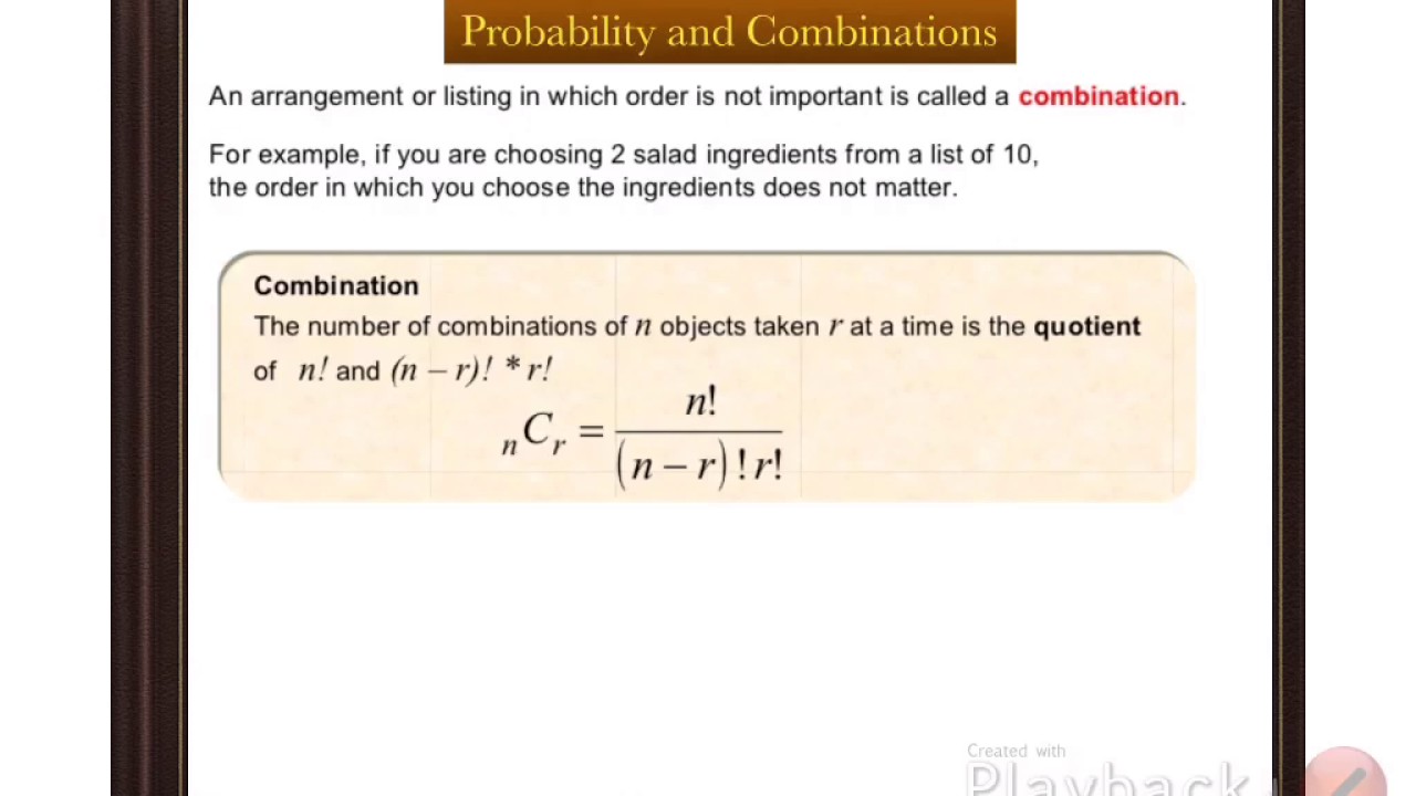 Probabilities with Combinations - YouTube
