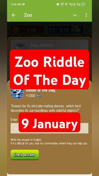 9 January Zoo Riddle Of The Day | Zoo Riddle Of The Day - YouTube