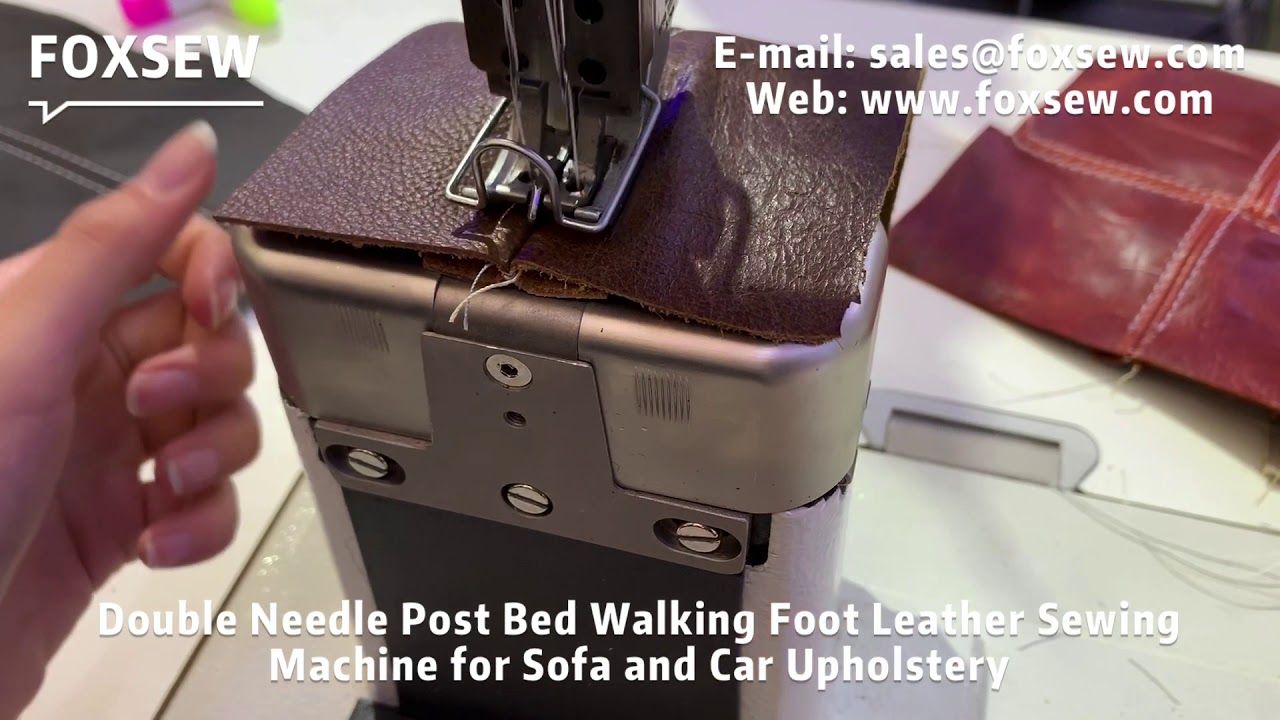 Double Needle Post Bed Walking Foot Leather Sewing Machine for Sofa and ...