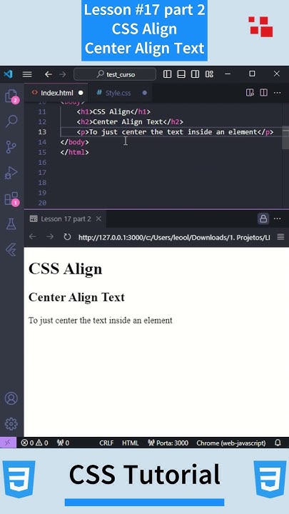 Css Tutorial Lesson 17 Part 2 Css Align Center Align Text Csstutorial Javascript Html