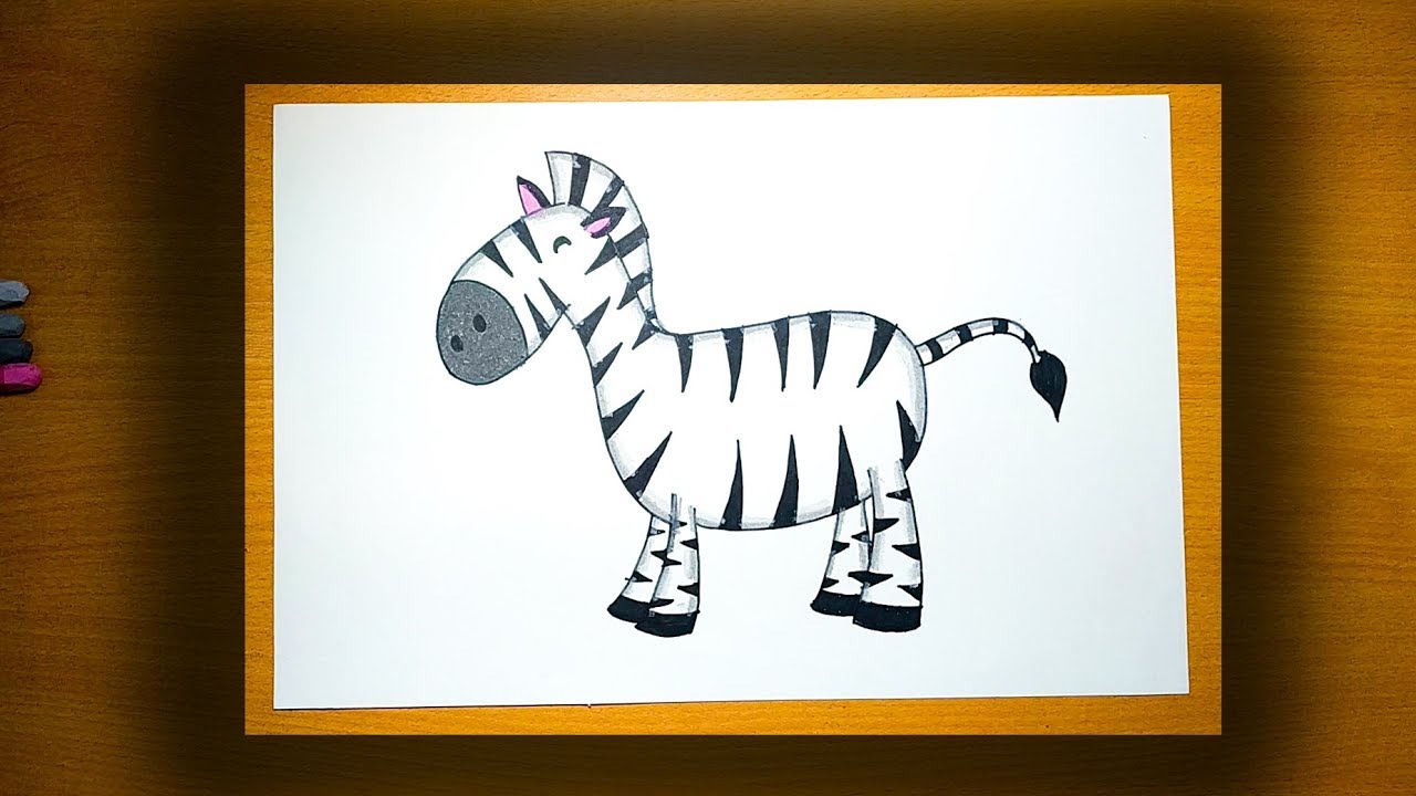 How to draw Zebra for kids : step by step - YouTube