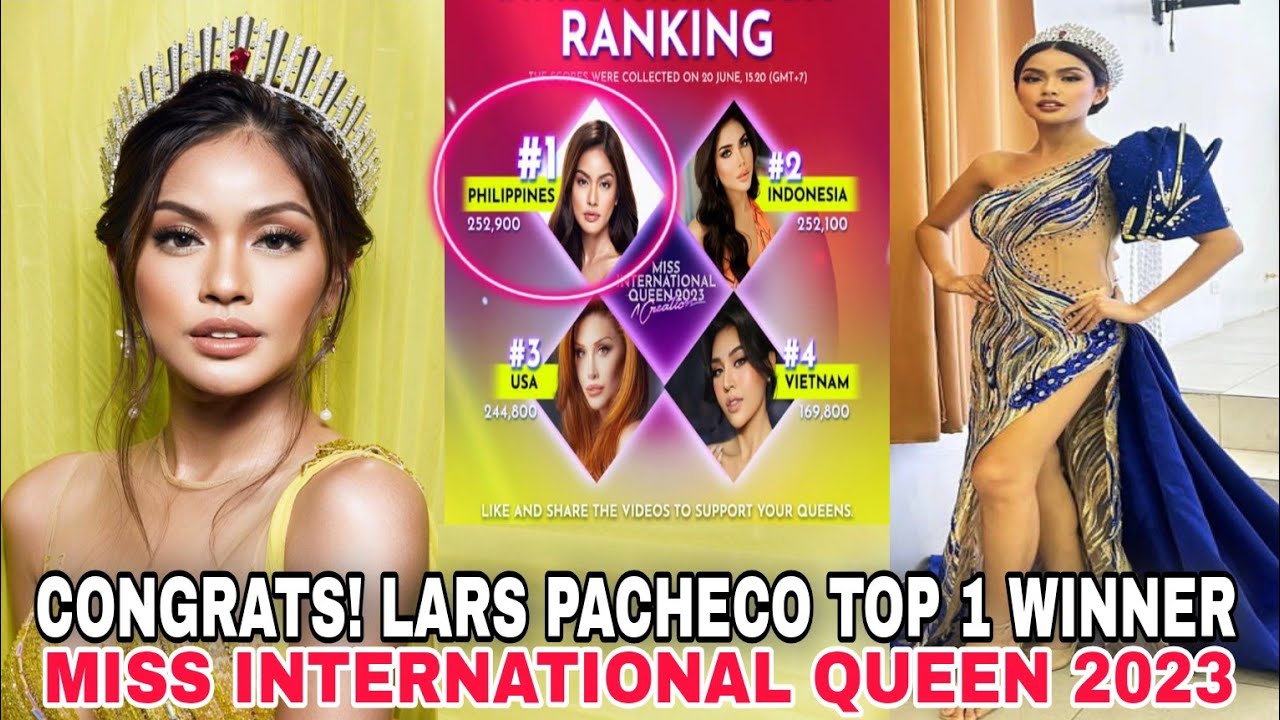 CONGRATS! Lars Pacheco TOP 1 RANK sa Miss International queen 2023 ...