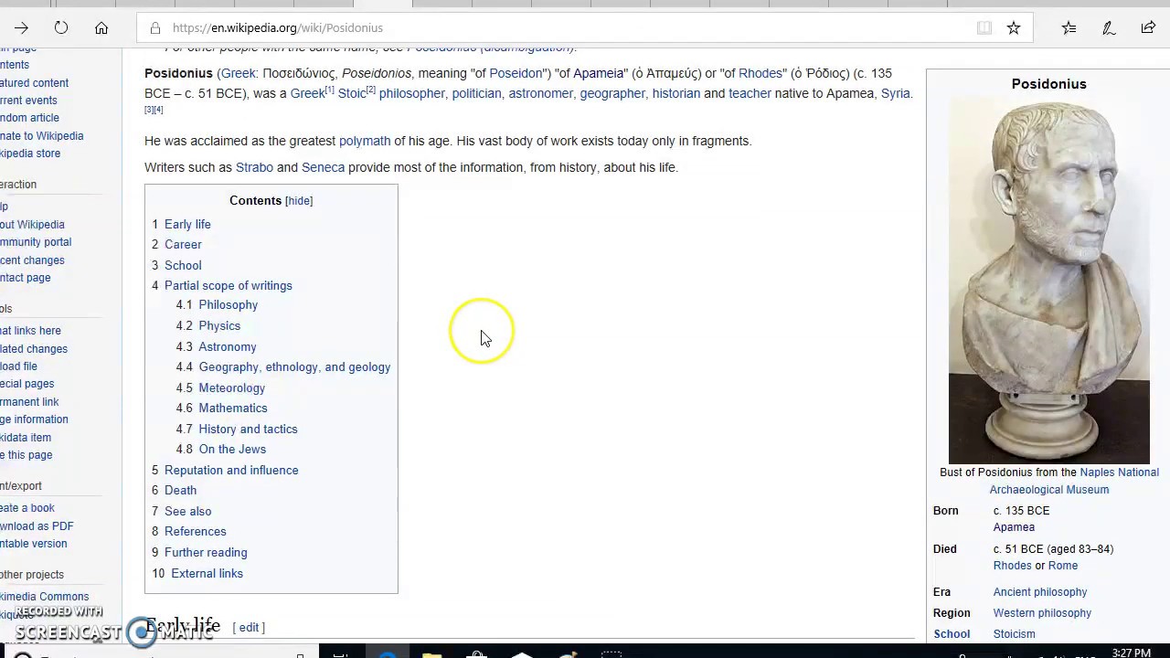 Posidonius c. 135 BCE – c. 51 BCE and his world map - YouTube