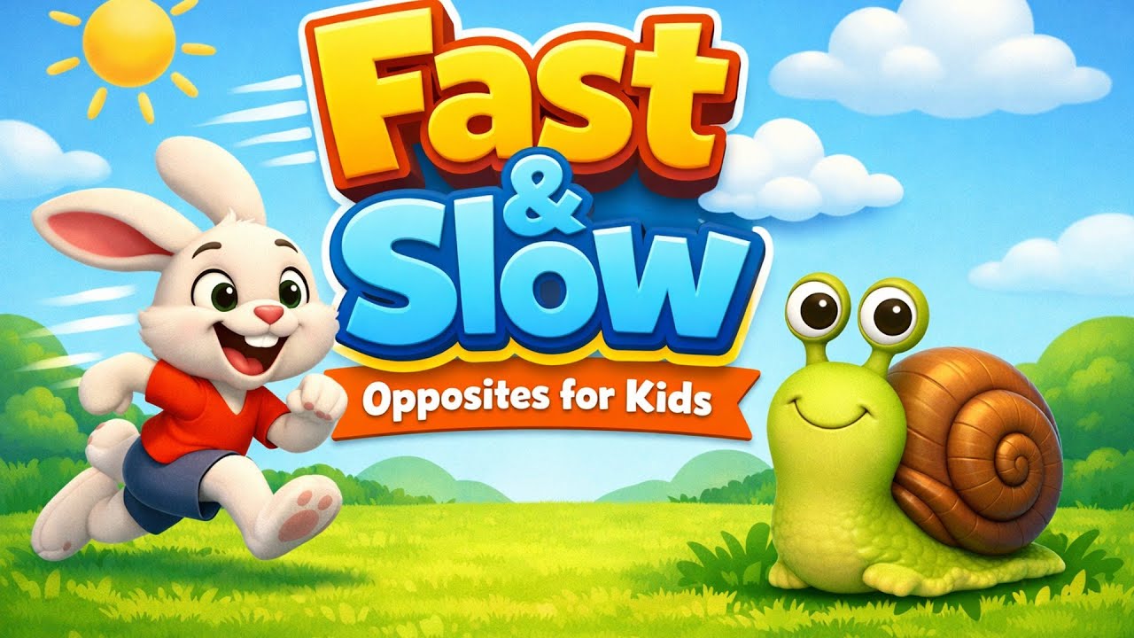 Fast and slow🎵 Opposite Song for Kids 🎶 Learn Opposites Fast, Slow ...